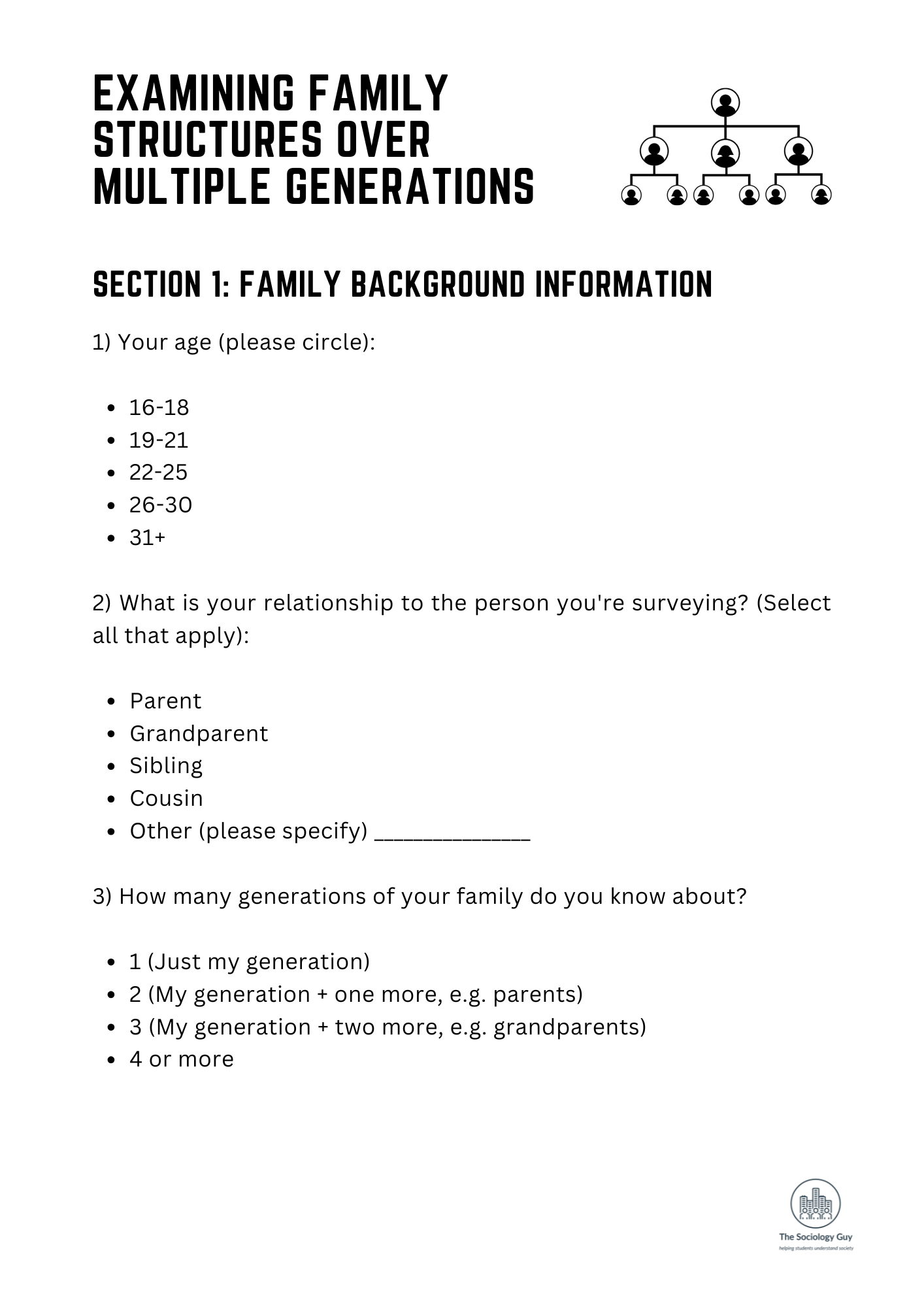Families and Households Teaching Resources – The Sociology Guy
